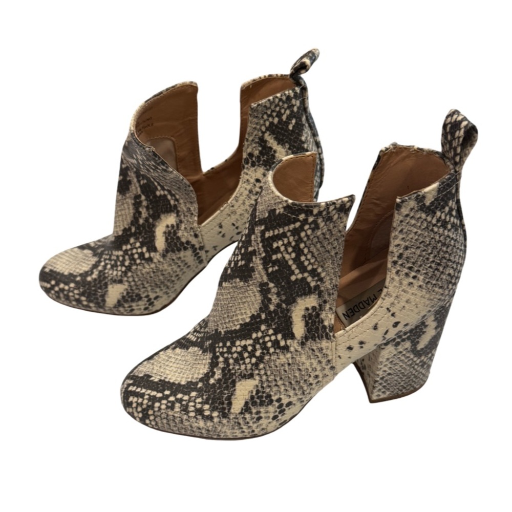 Steve Madden Nayna Taupe & Off-White Snakeskin Ankle … - Gem